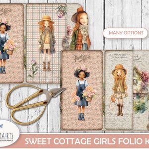 Sweet Cottage Girls Folio Kit, Printable Folding Folio, Vintage Country ...