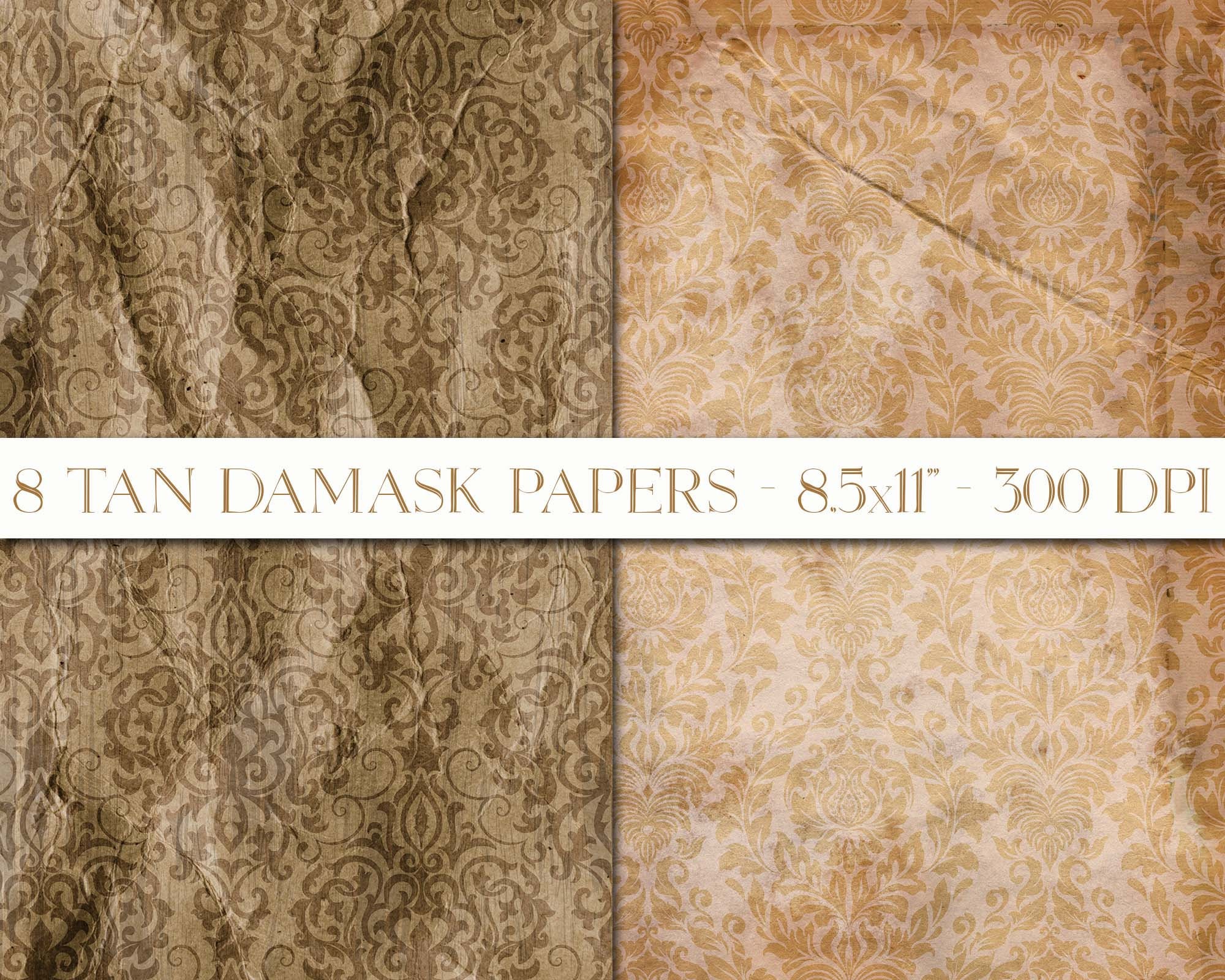 Digital Tan Damask Papers for Crafting Brown Damask Paper - Etsy
