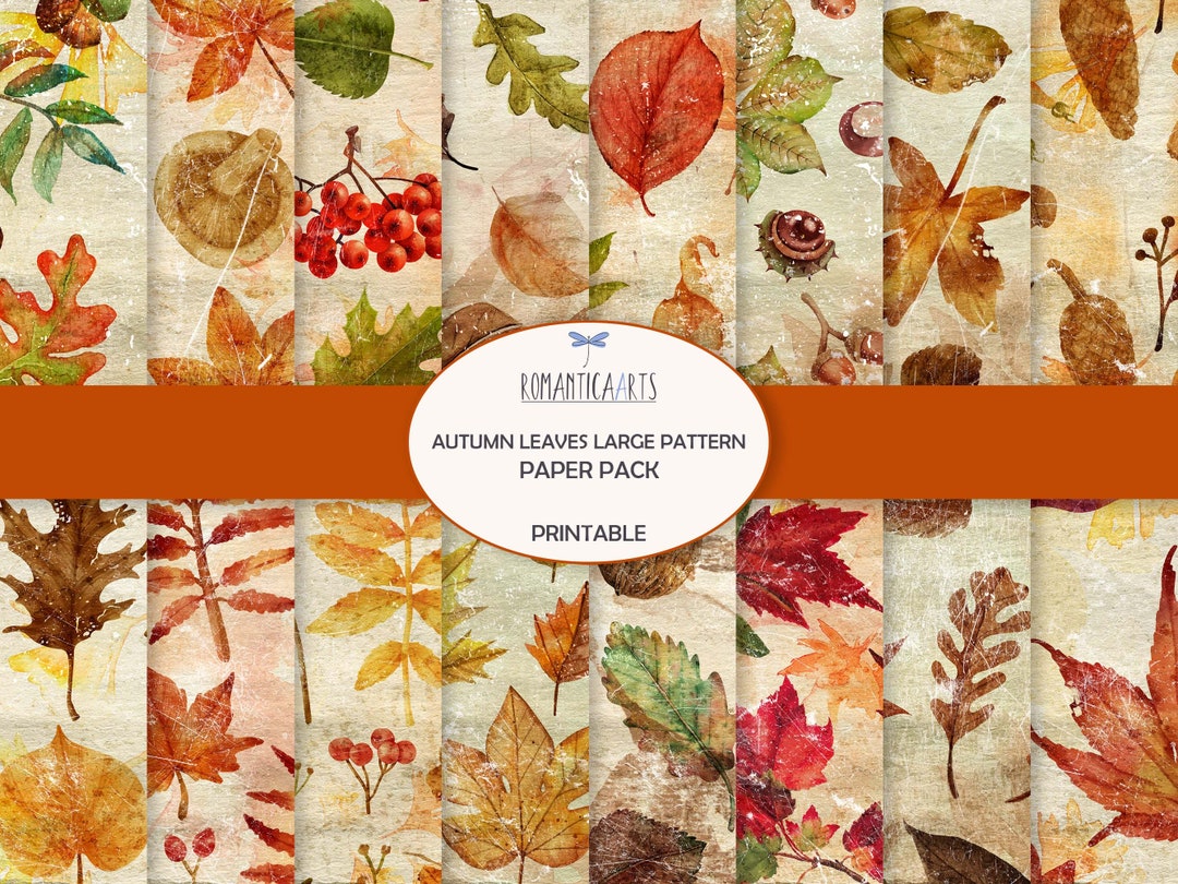 Autumn Leaves Large Pattern Paper, Fall Leaves Big Pattern, Shabby ...