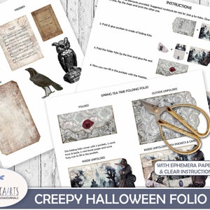 Creepy Halloween Folio Kit, Spooky Tri Fold Folio, Folio Pocket, Loaded Folder, Halloween ...