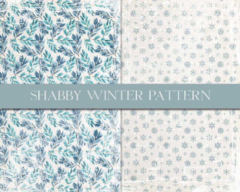 Winter Pattern Digital Paper Pack Shabby Winter Paper - Etsy
