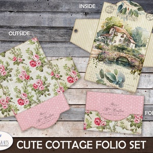 Cute Cottage Folio Set, Junk Journal Printable, Cottage Girls, Tri Fold ...