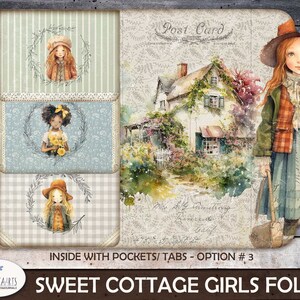 Sweet Cottage Girls Folio Kit, Printable Folding Folio, Vintage Country ...