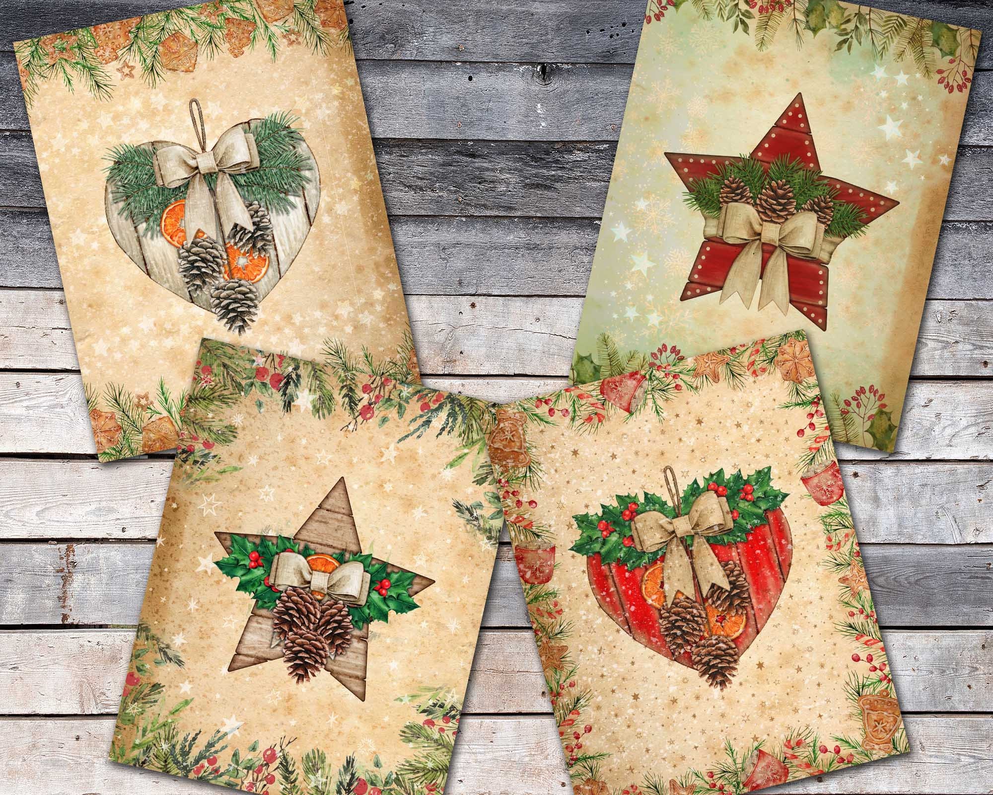 Christmas Paper Traditional Christmas Shabby Festive Paper - Etsy
