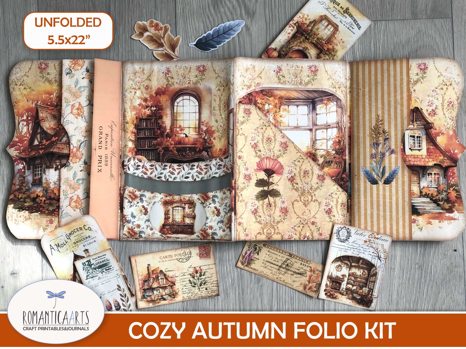 Cozy Autumn Four-fold Folio Kit, Fall Printable, Fold-over Tabbed Folio ...