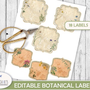 Editable Botanical Labels, Write on Floral Labels, Shabby Flower ...