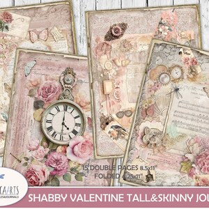 Shabby Valentine Tall Skinny Journal, Valentine's Papercraft Kit ...