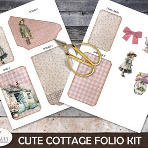 Cute Cottage Folio Kit, Tri Fold Folio Kit, Cottage Girls, Shabby Folio ...