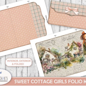 Sweet Cottage Girls Folio Kit, Printable Folding Folio, Vintage Country ...