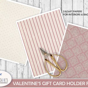 Gift Card Holder Valentines Folio, DIY Papercraft Set, Valentines Day ...