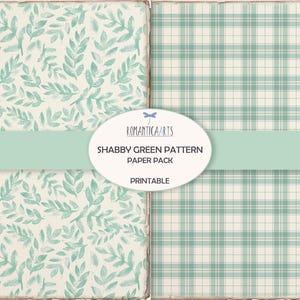 Shabby Green Pattern Papers, Junk Journal, Green Wallpaper, Decoupage ...
