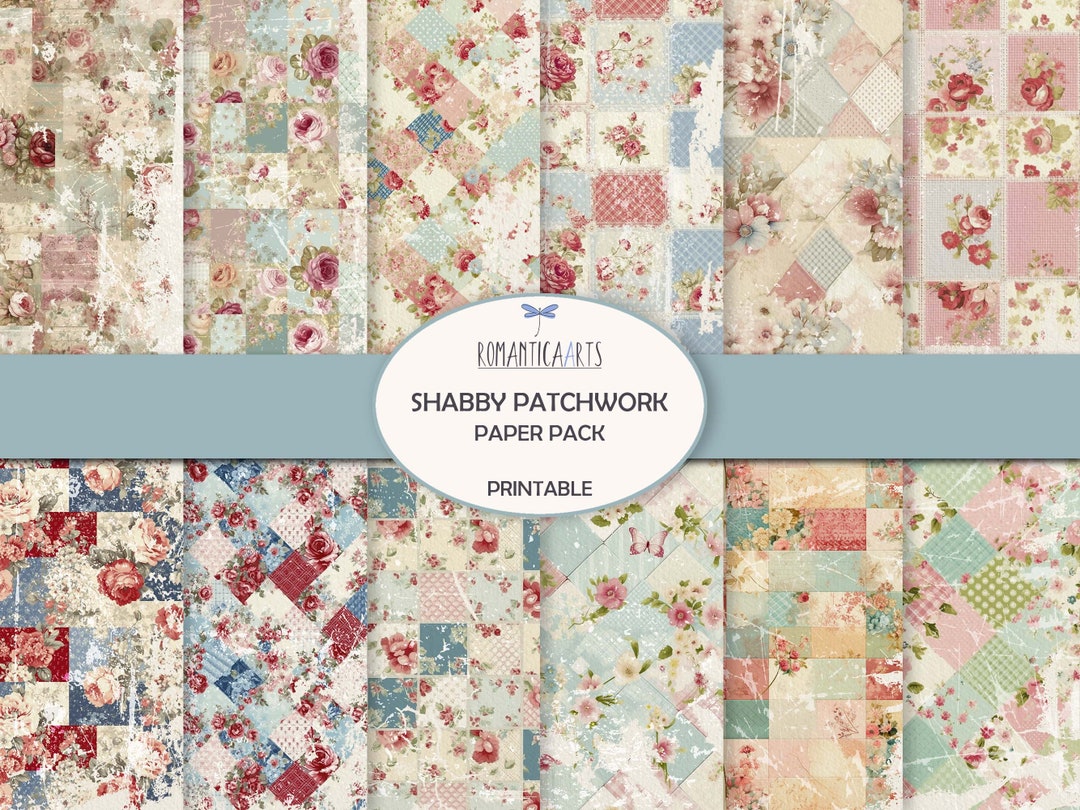 Shabby Patchwork Paper Pack, Vintage Background Paper, Quilt Fabric ...