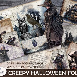 Creepy Halloween Folio Kit, Spooky Tri Fold Folio, Folio Pocket, Loaded Folder, Halloween ...