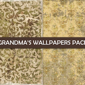 Grandma's Wallpapers Pack, Vintage Paper Pack, Shabby Pattern, Digital ...