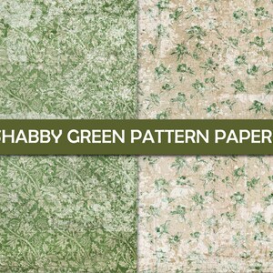 Shabby Green Pattern Paper, Digital Paper Pack, Vintage Green Paper ...