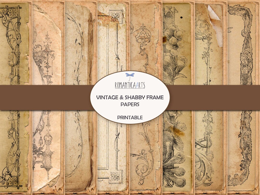 Vintage Frame Papers, Shabby Journal Paper, Layered Pages, Junk Journal ...