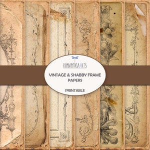 Vintage Frame Papers, Shabby Journal Paper, Layered Pages, Junk Journal ...