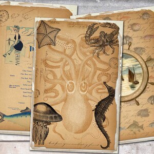 Nautical Ephemera Pages Digital, Vintage Sea Life Paper, Nautical ...