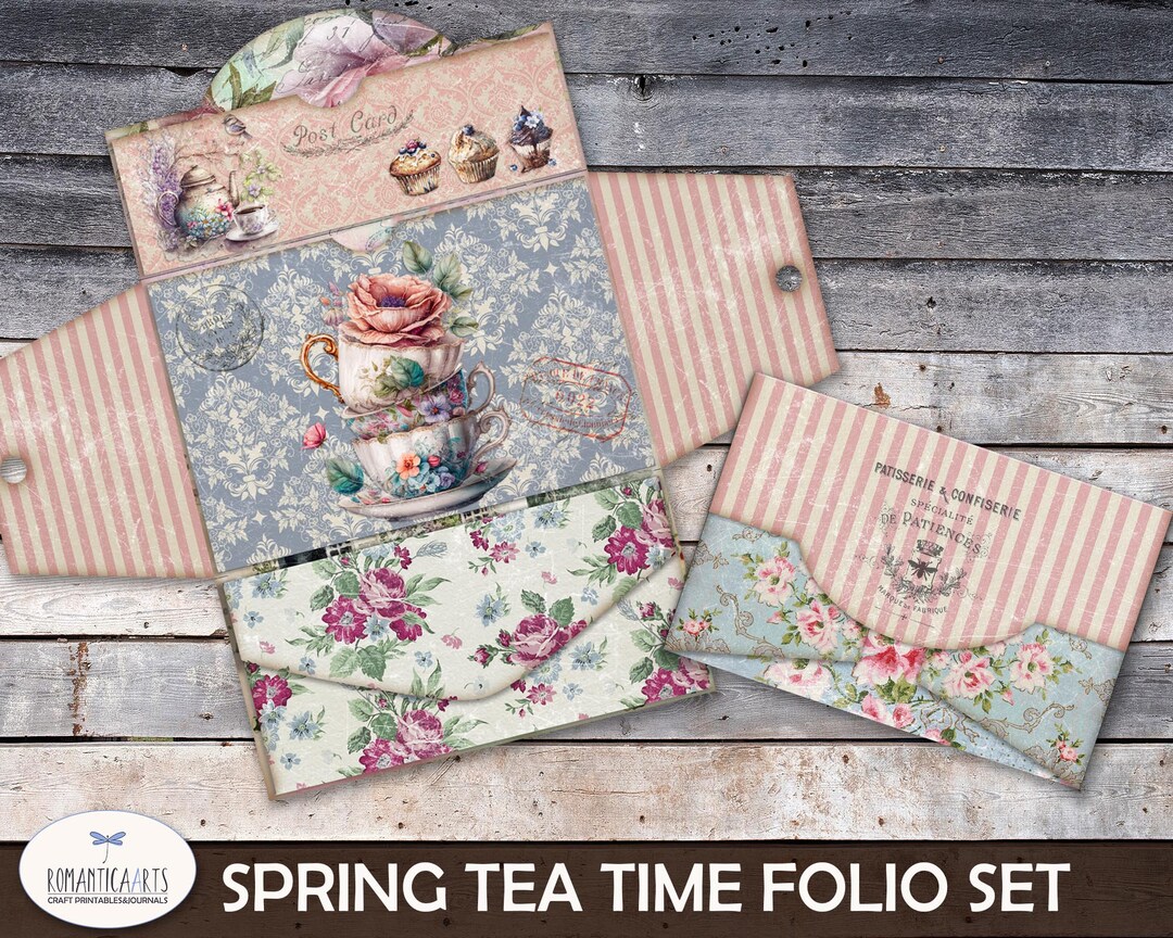 Spring Tea Time Folio Set Junk Journal Printable Tea and - Etsy