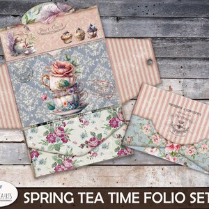Spring Tea Time Folio Set Junk Journal Printable Tea and - Etsy