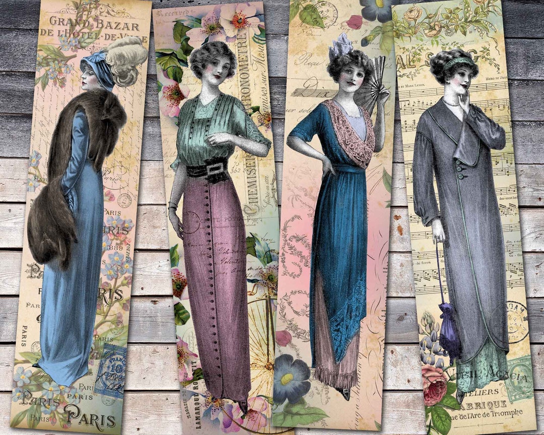 Vintage Fashion Bookmark, Women Fashion Strip, Vintage Lady, Edwardian ...