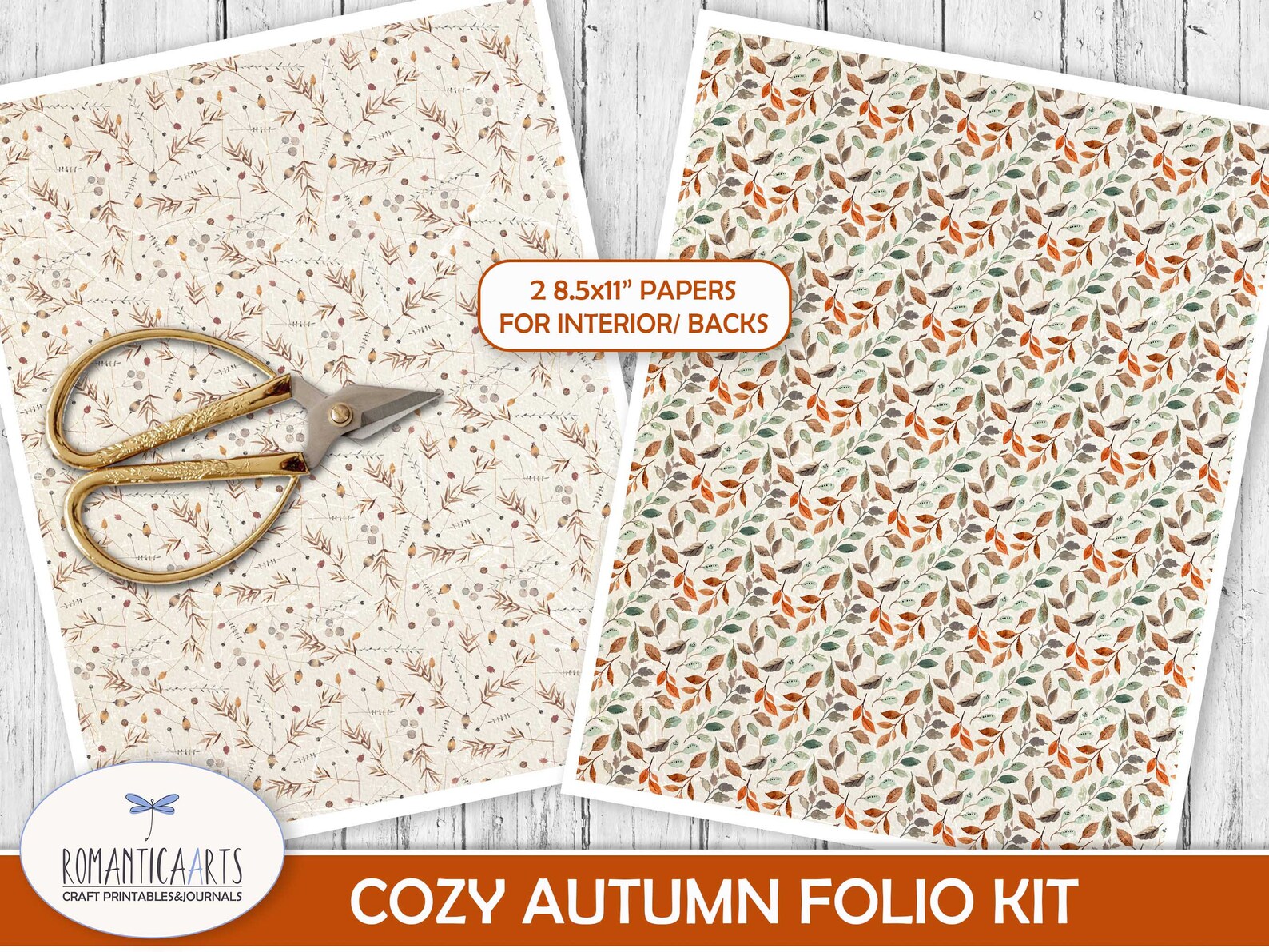 Cozy Autumn Four-fold Folio Kit, Fall Printable, Fold-over Tabbed Folio ...