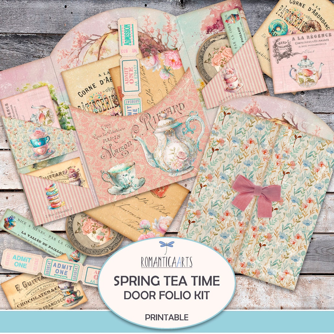 Spring Tea Time Double Door Folio Junk Journal Printable Tea - Etsy