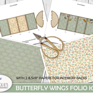 Butterfly Wings Folio Kit, Butterfly Digital Junk Journal, Shabby Four Fold Folio, Loaded Folder ...