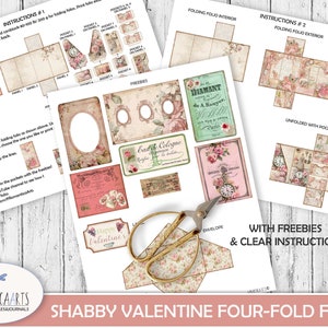 Shabby Valentine Four-fold Folio, French Pink Lace, Romantic Papercraft ...