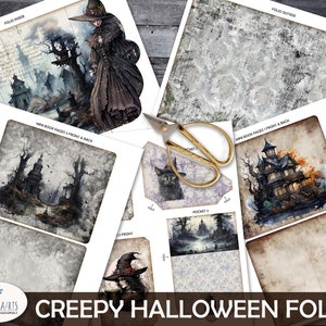 Creepy Halloween Folio Kit, Spooky Tri Fold Folio, Folio Pocket, Loaded Folder, Halloween ...