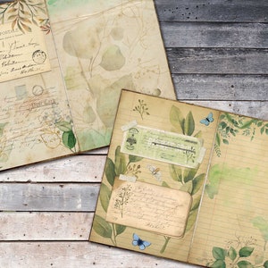 Green Leaves Journal Pages, Greenery Digitals, Shabby Leaves, Botanical ...