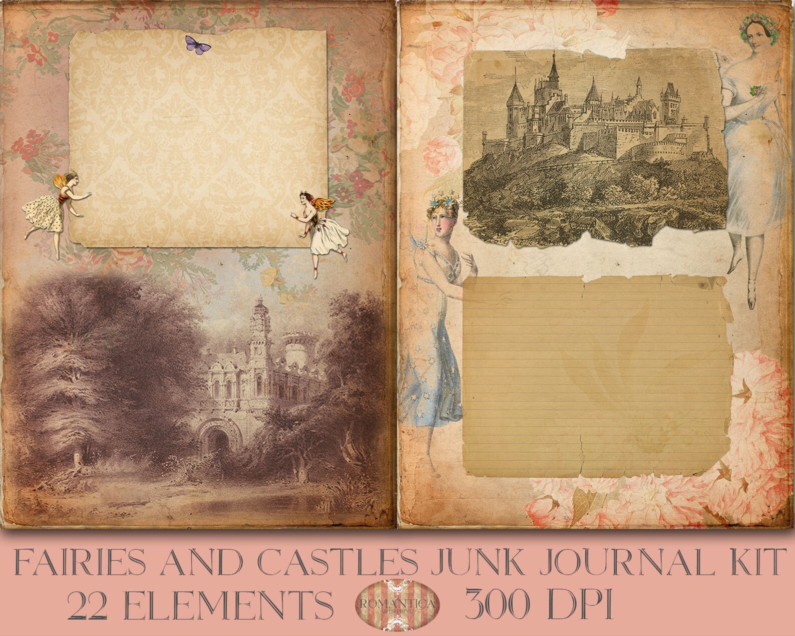 Fairies and Castles Journal Digital Junk Journal Kit Fairy - Etsy