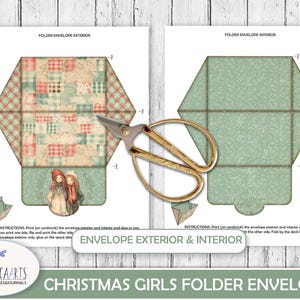 Christmas Girls Folder Envelope for Journals, Pocket Folder, Scrapbook ...