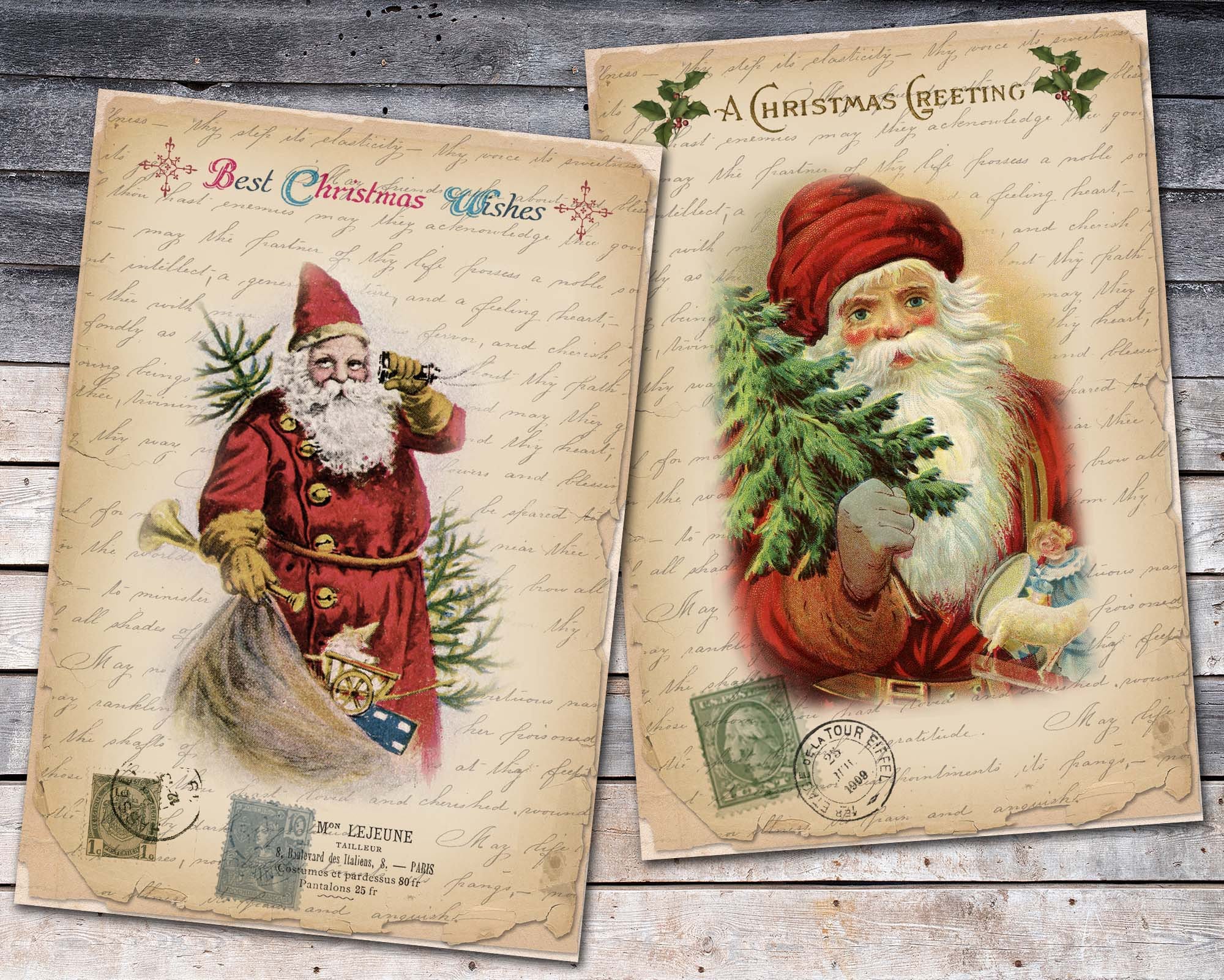 Vintage Christmas Santa Downloads Old World Santa Printable - Etsy