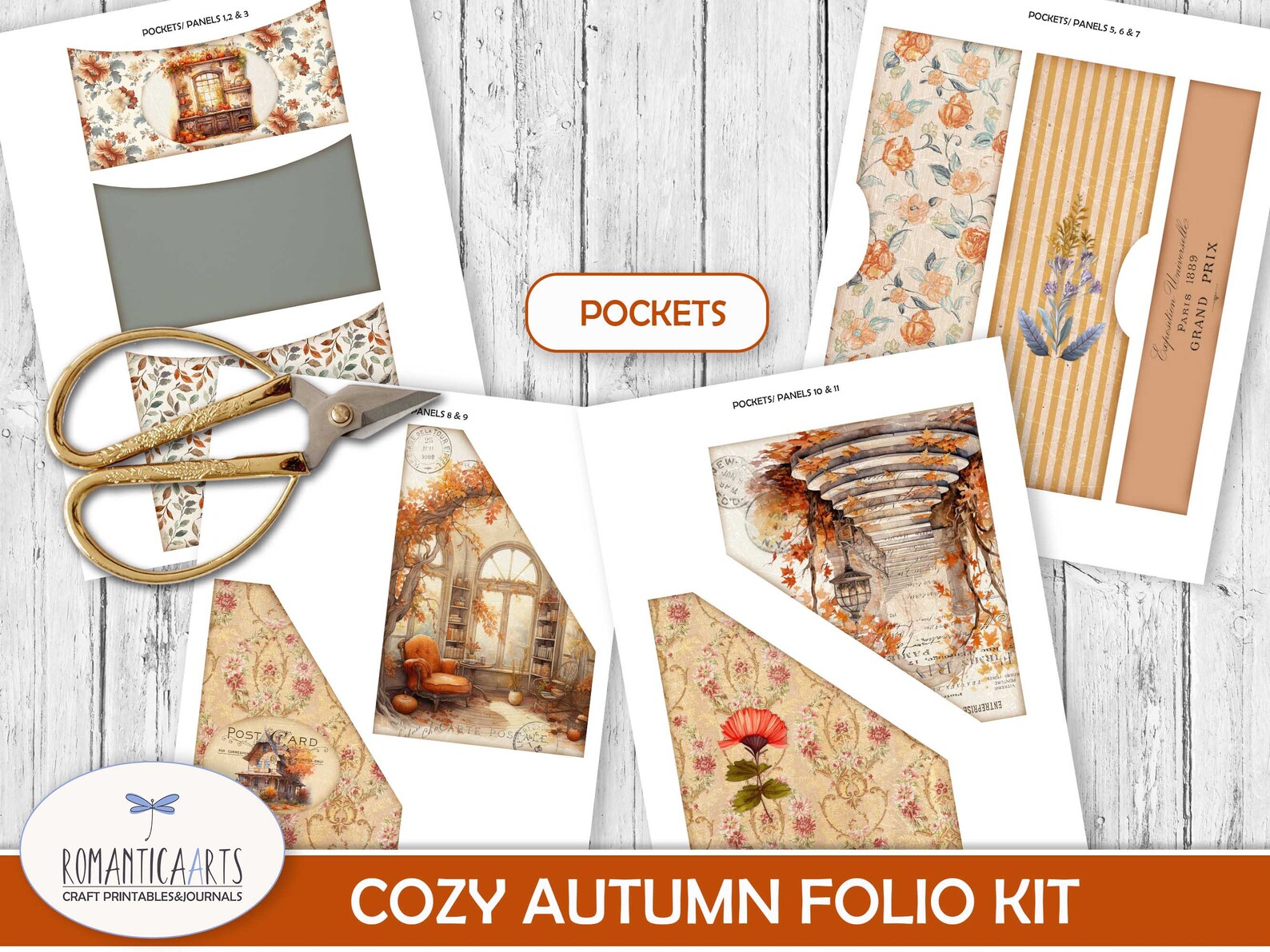 Cozy Autumn Four-fold Folio Kit, Fall Printable, Fold-over Tabbed Folio ...