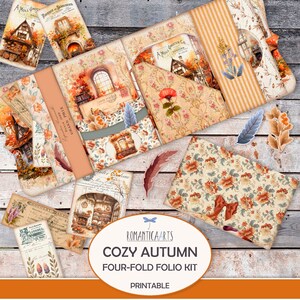 Cozy Autumn Four-fold Folio Kit, Fall Printable, Fold-over Tabbed Folio, Loaded Folder, Folio ...