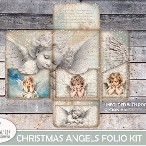 Christmas Angel Folio Kit, Shabby Festive Folding Folio, Cute Cherub ...