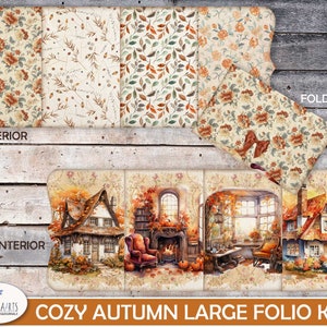 Cozy Autumn Four-fold Folio Kit, Fall Printable, Fold-over Tabbed Folio, Loaded Folder, Folio ...