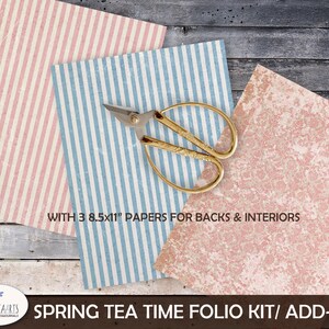 Spring Tea Time Tri Fold Folio Kit, Tea and Roses, Shabby Folio Pocket ...