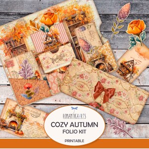 Cozy Autumn Folio Kit, Fall Printable, Tri Fold Folio, Loaded Folder, Folio Pocket, Autumn ...