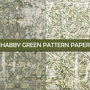 Shabby Green Pattern Paper, Digital Paper Pack, Vintage Green Paper ...