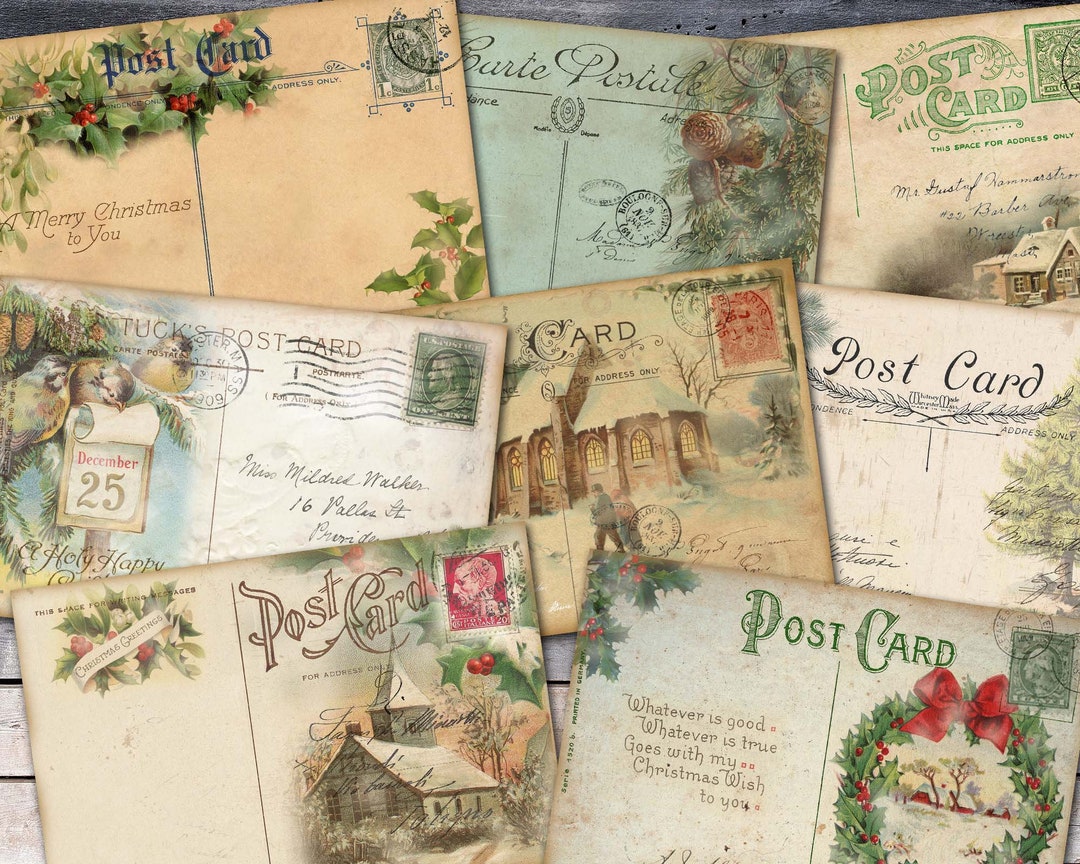 Shabby Christmas Postcards for Journals, Editable Winter Postcards for ...