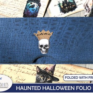 Haunted Halloween Folio Kit, Junk Journal Printable, Halloween Folder, Tri Fold Folio, Loaded ...