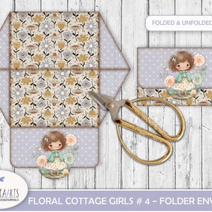 Floral Cottage Girls Folder Envelope, Cottagecore Digital, Junk Journal ...