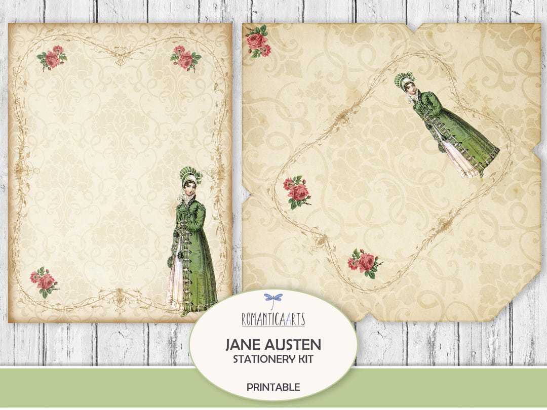 Jane Austen Sationery Kit, Austen Digitals, Austen Writing Set, Regency ...