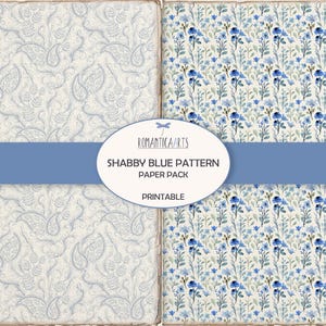 Shabby Blue Pattern Papers, Blue Wallpaper, Digital Background, Junk ...