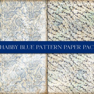 Vintage Blue Pattern Paper, Junk Journal Printable, Shabby Blue ...