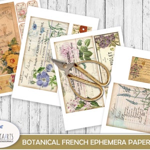 Botanical Ephemera Paper Pack, Printable Scraps, Botanical Bundle ...