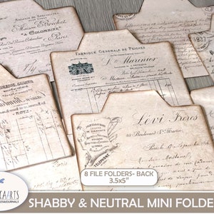 Shabby and Neutral File Folder Set, Vintage Style, Junk Journal Kit ...