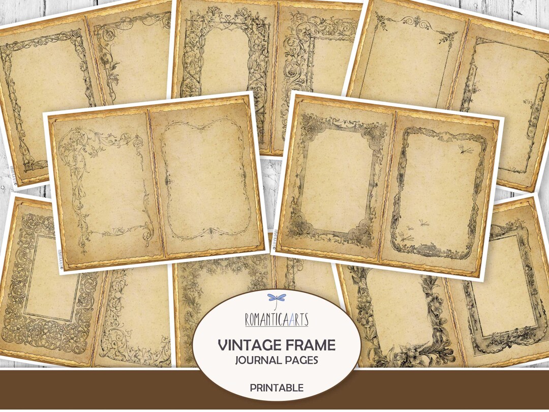 Vintage Frame Journal Pages, Layered Page, Shabby Frame Paper ...